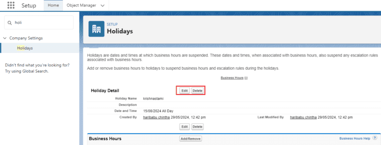 How to Setup Holidays in Salesforce - Learn Salesforce with Anuhya Digital