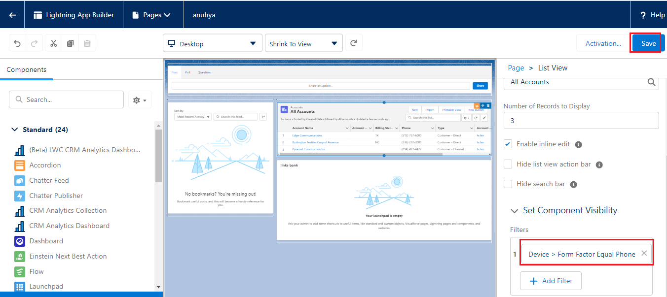 Component Visibility in App Page - Learn Salesforce with Anuhya Digital